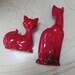 Vintage Lot of 2 Red Cat Figures With Red Plastic Rhinestone Eyes MCM ...