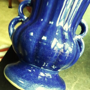 Vintage Mccoy Cobalt Blue Handled Ribbed Vase - Etsy