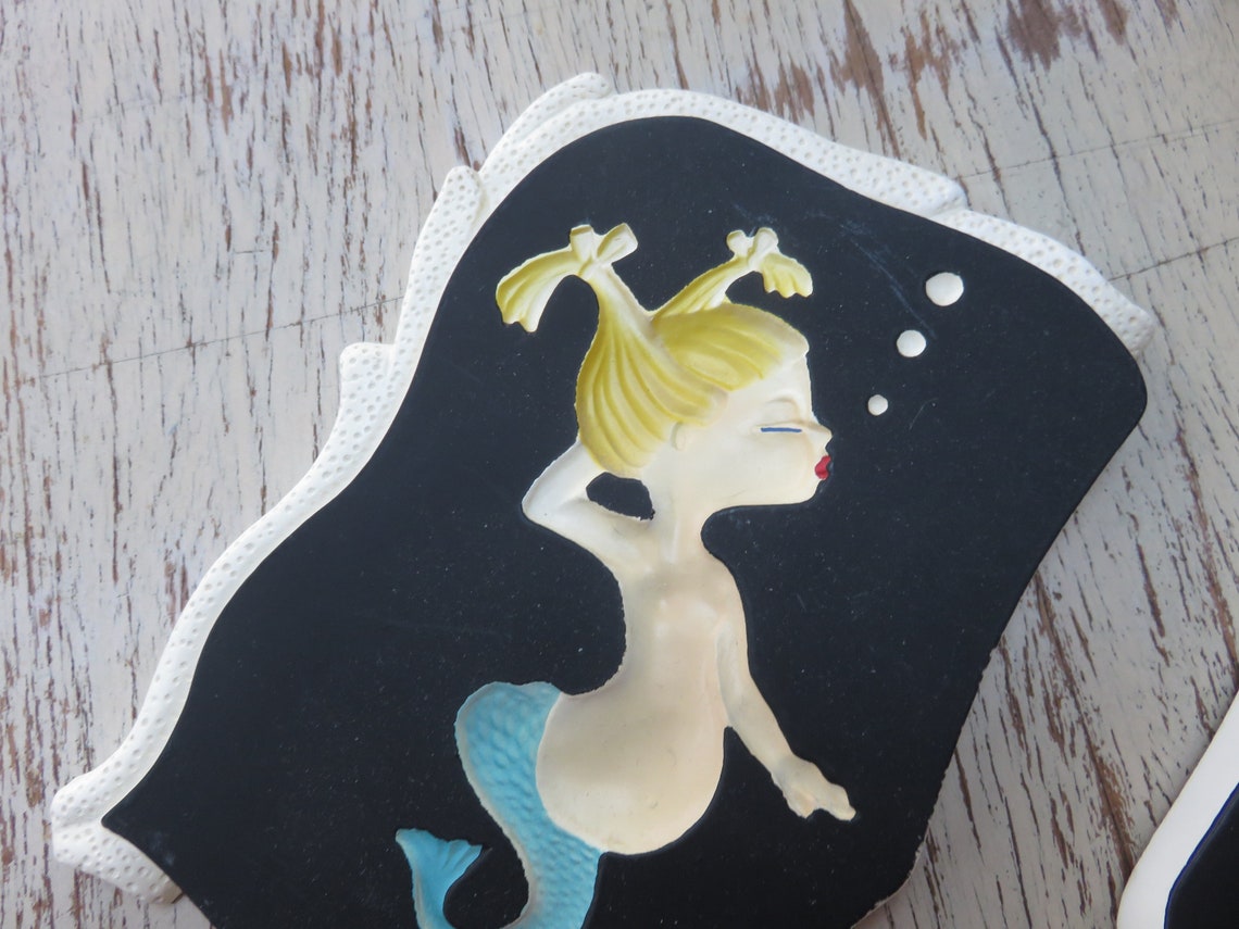 Vintage Rare 1955 Richter Pair of Mermaid Girls Chalkware - Etsy