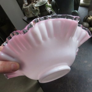Vintage Fenton Pink Crest Ruffled Glass Bowl - Etsy