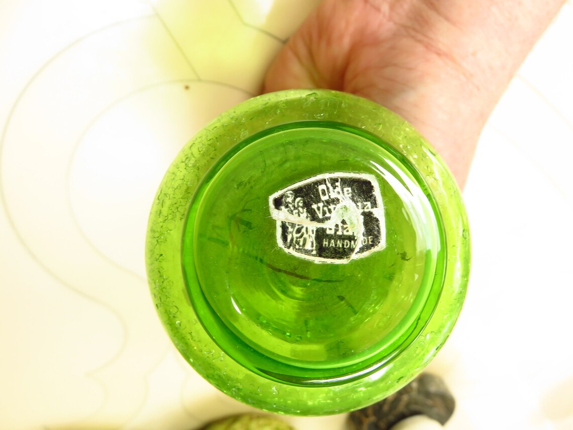 Vintage Pilgrim Green Crackle Art Glass Pitcher or Creamer | Etsy