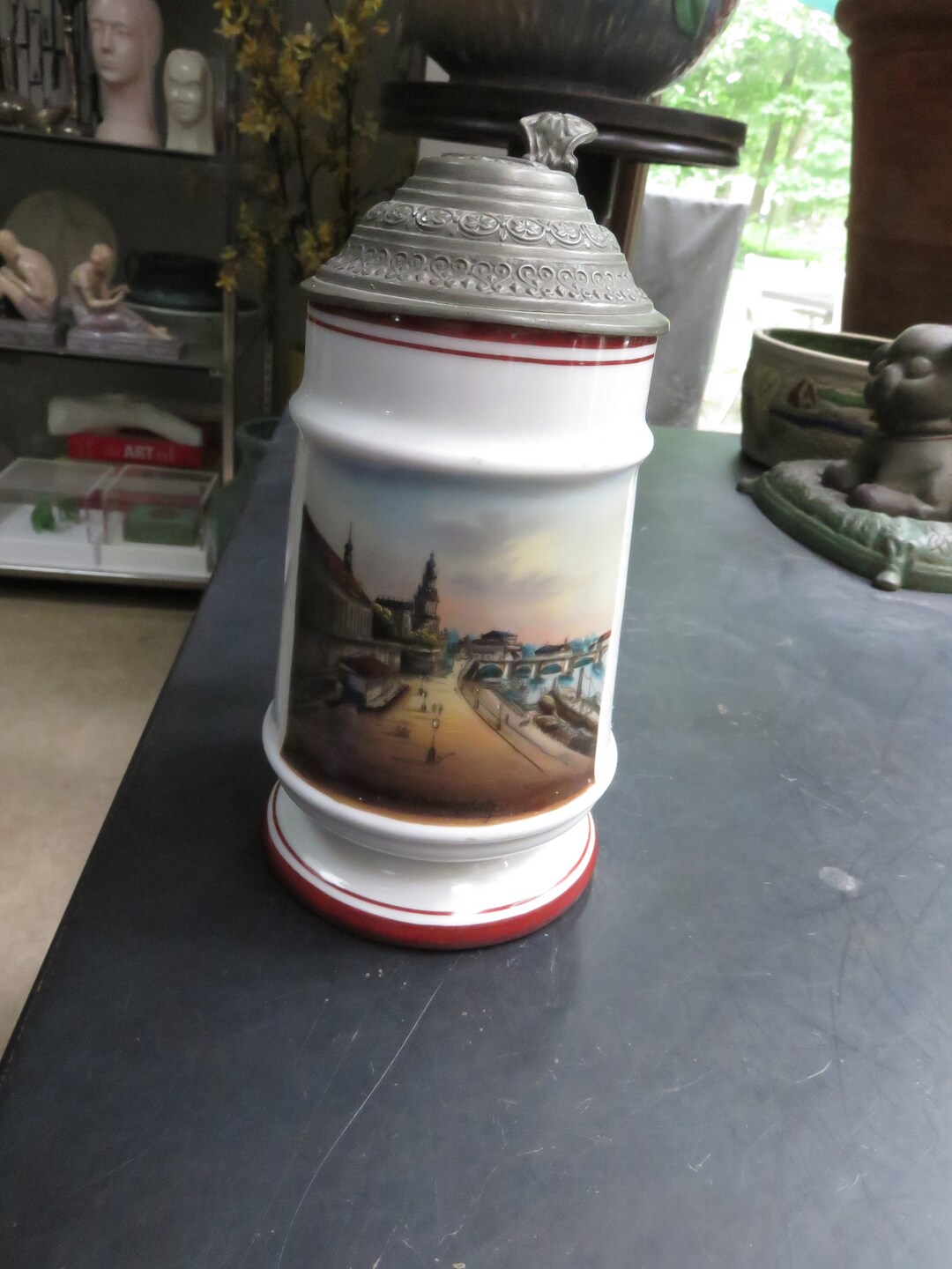 Vintage German ? Beer Stein City Water With Statue Inside - Etsy