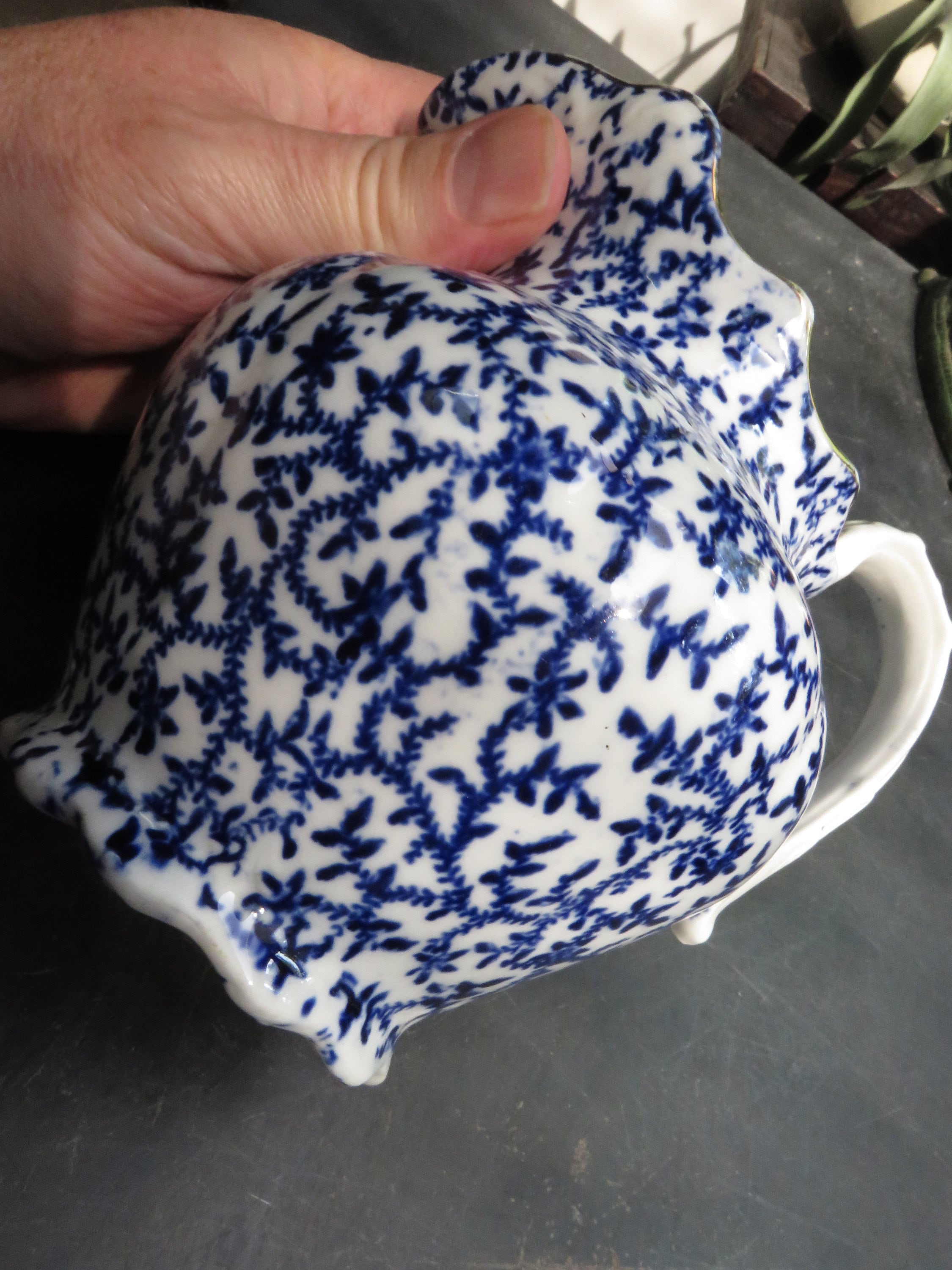 Antique Taylor Knowles Flow Blue Floral Leaf Pitcher - Etsy