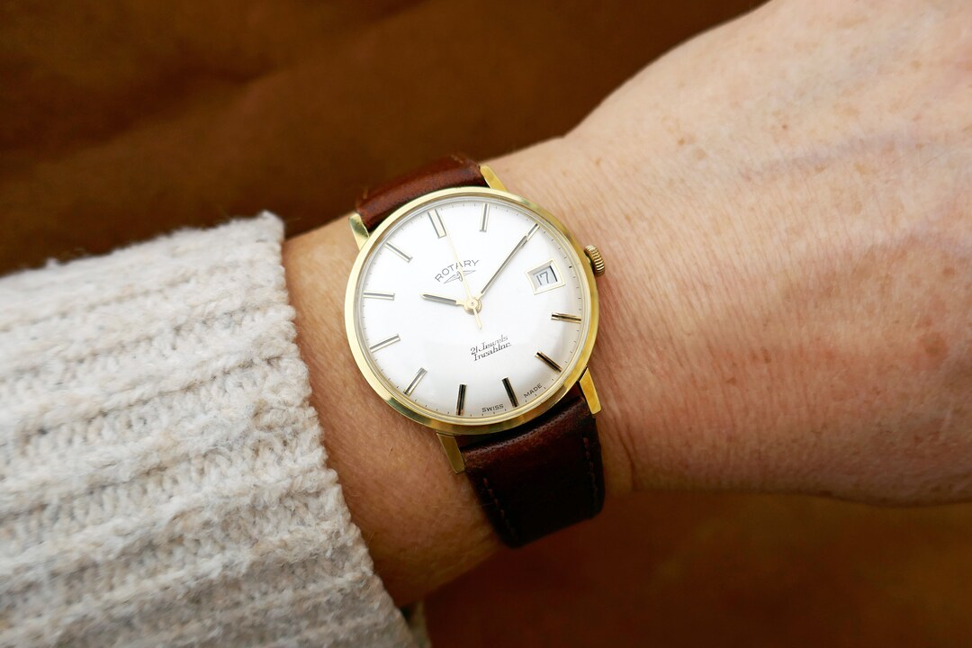 Rotary 1960's Silver Date Window Dial 21 Jewel Swiss Made Manual Wind ...