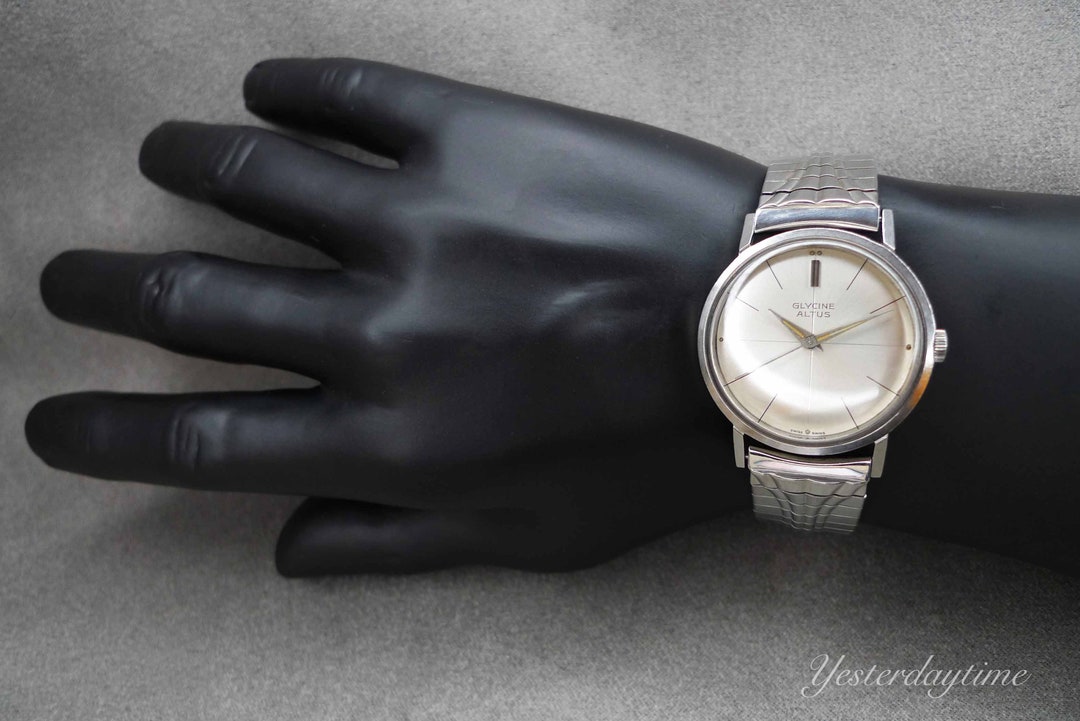Glycine Altus Silver Dial Men's Watch 1960's Swiss Made 17 Jewel Manual ...