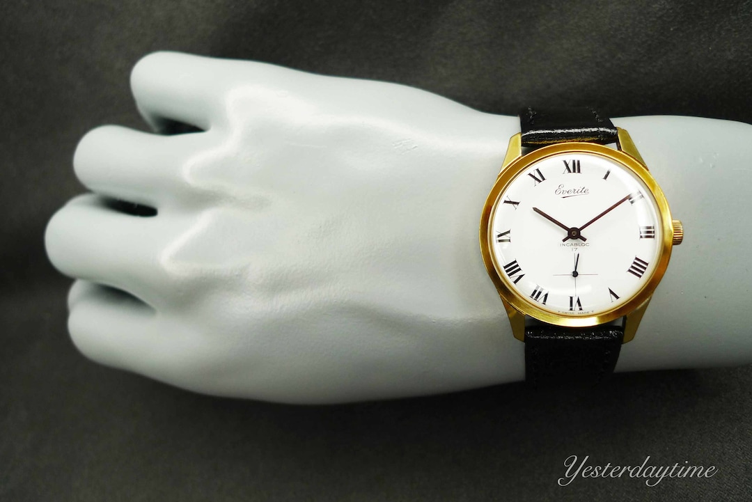 Everite Men's Watch 1960's White Dial With Swiss Made 17 Jewel Manual ...