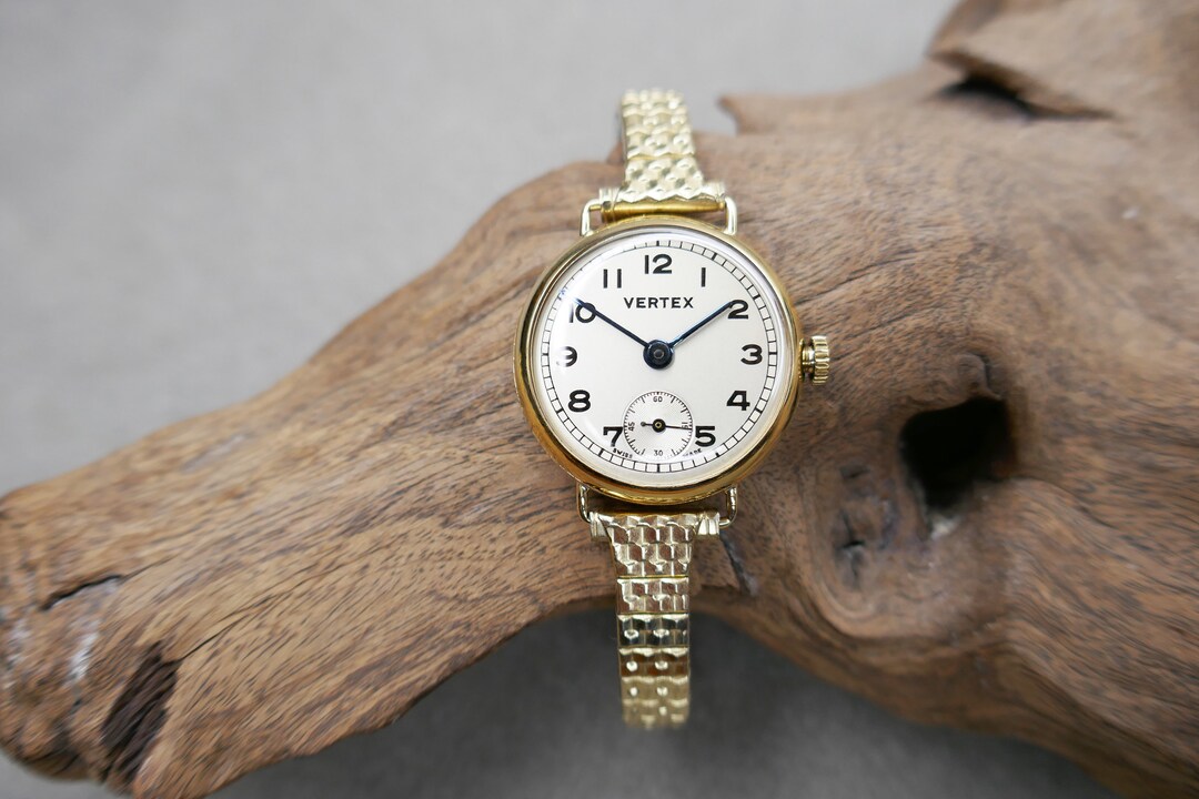 Vertex 1947 Champaign Dial Ladies Watch 9KT Gold English Made Case ...