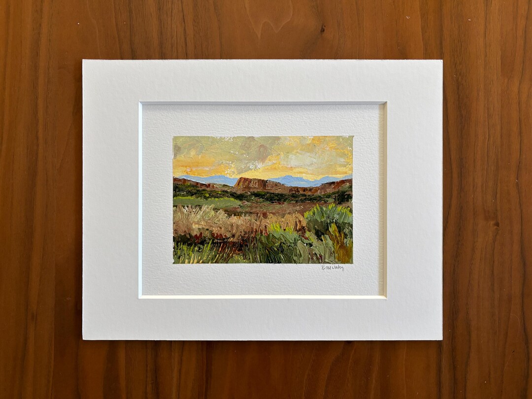 New Mexico Painting, Original Landscape, Matted Painting on Paper ...
