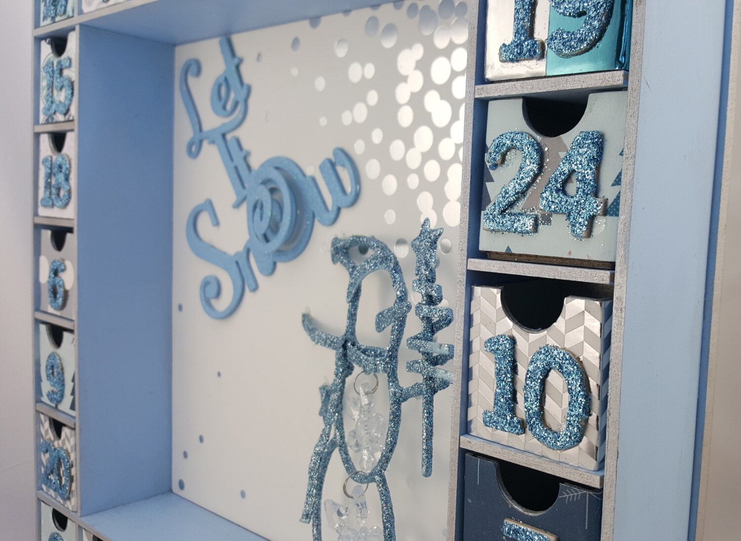 Silver and Blue Let It Snow Snowman Wooden Christmas Countdown / Advent ...