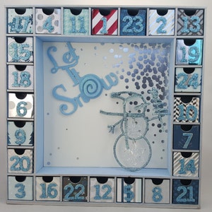 Silver and Blue Let It Snow Snowman Wooden Christmas Countdown / Advent ...