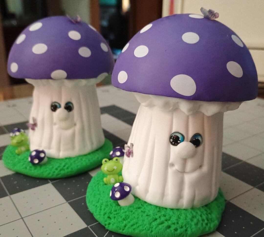 Clay Desk Buddy Purple Friend Mushroom Butterfly and Frog! Desk Office ...