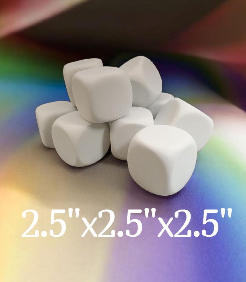 3 SIZES AVAILABLE White Foam Dice / Dense Cuttable Craft Foam / Rounded ...