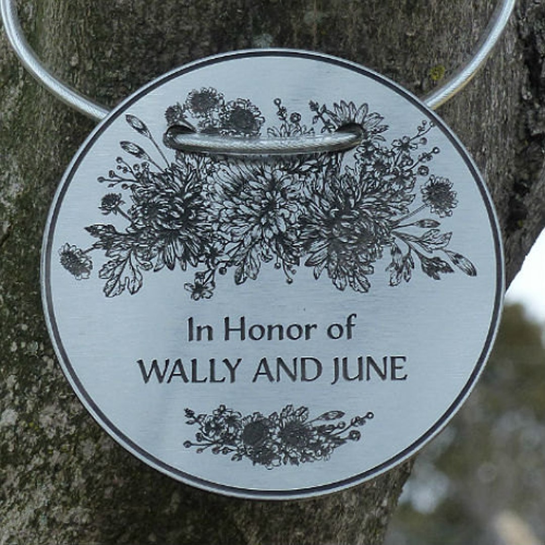 Tree Charm Tree Dedication Marker ROUND "blooming Gardens ...