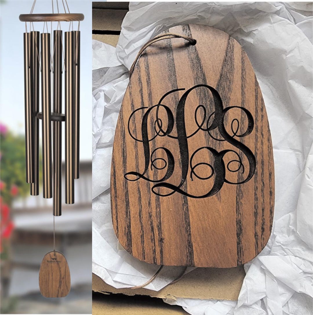 Monogram Wind Chime Present, Sorority Sister Gift, Personalized Script ...