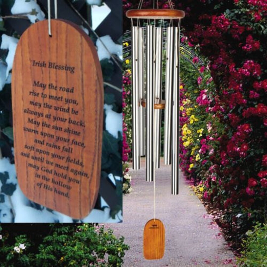 Irish Blessing Wind Chimes, Sympathy Gift, Celtic Cross, May the Road ...
