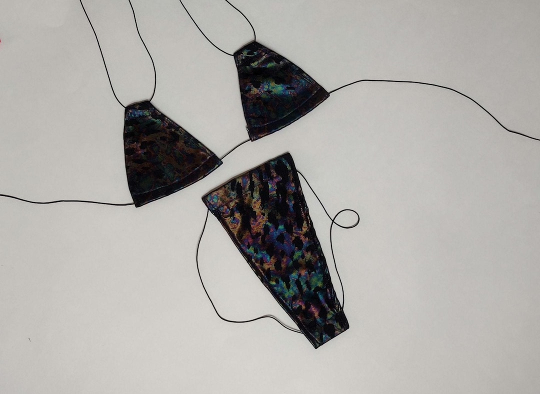 Exotic Dancewear Black Cat String Set Microkini | Rave Wear, Stripper Outfits - Etsy