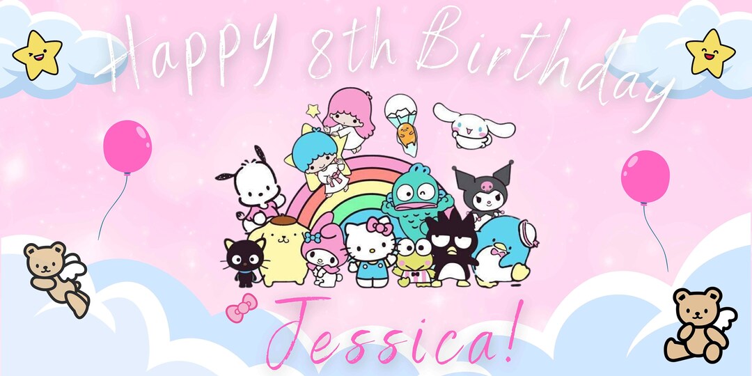 Banner Sign, Birthday Banner Sign, KAWAII Character, Cute Bunny ...