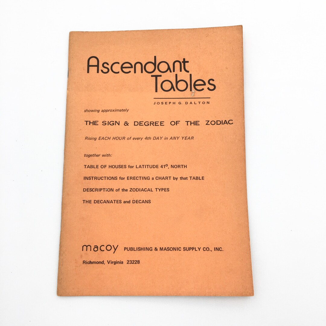 Ascendant Tables by Joseph Dalton the Sign & Degree of the - Etsy