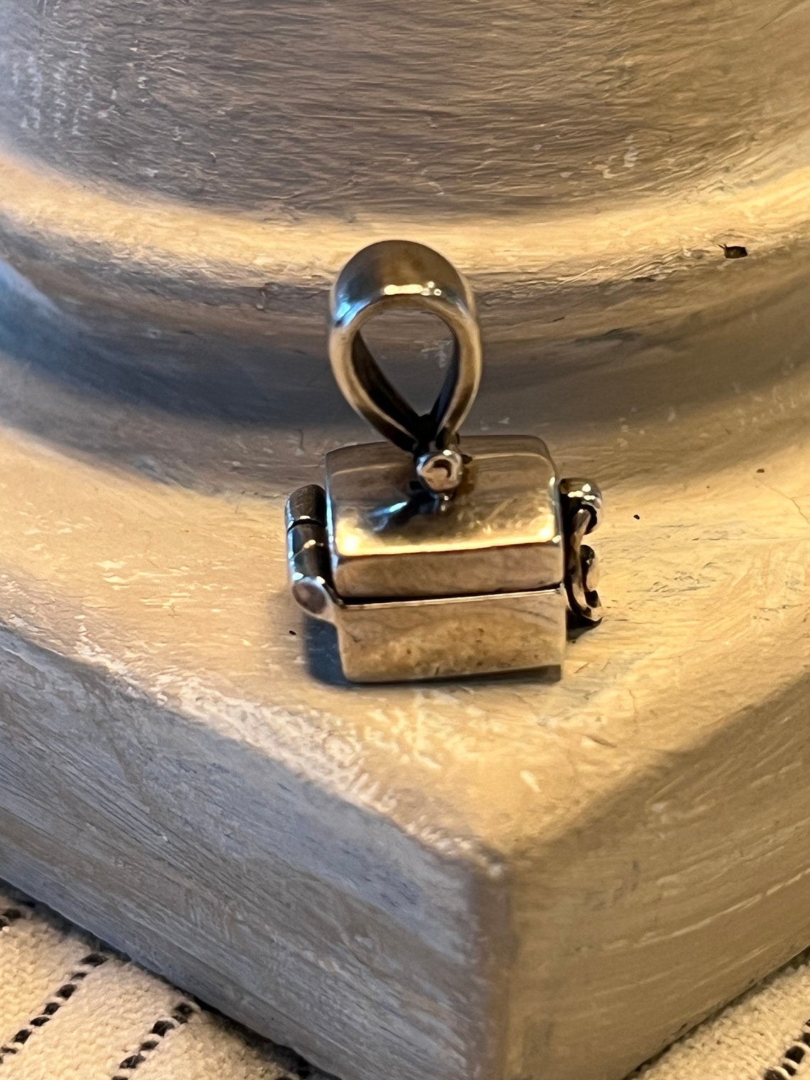 Sterling Silver Rare Square Locket With Detailed Secure Latch and Solid ...
