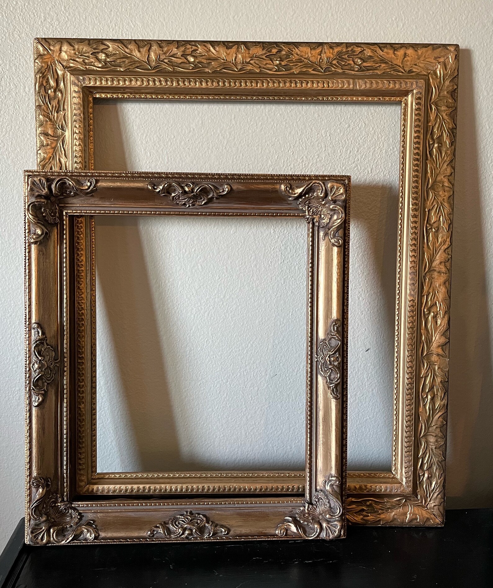 Rare Authentic Antique Oak Acorn Leaf Large Gold Wood Picture Frame Old ...