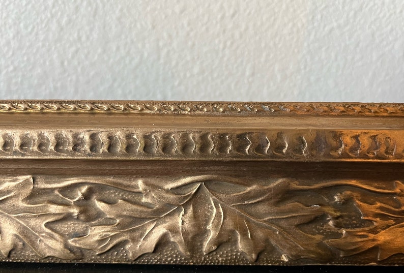 Rare Authentic Antique Oak Acorn Leaf Large Gold Wood Picture Frame Old ...
