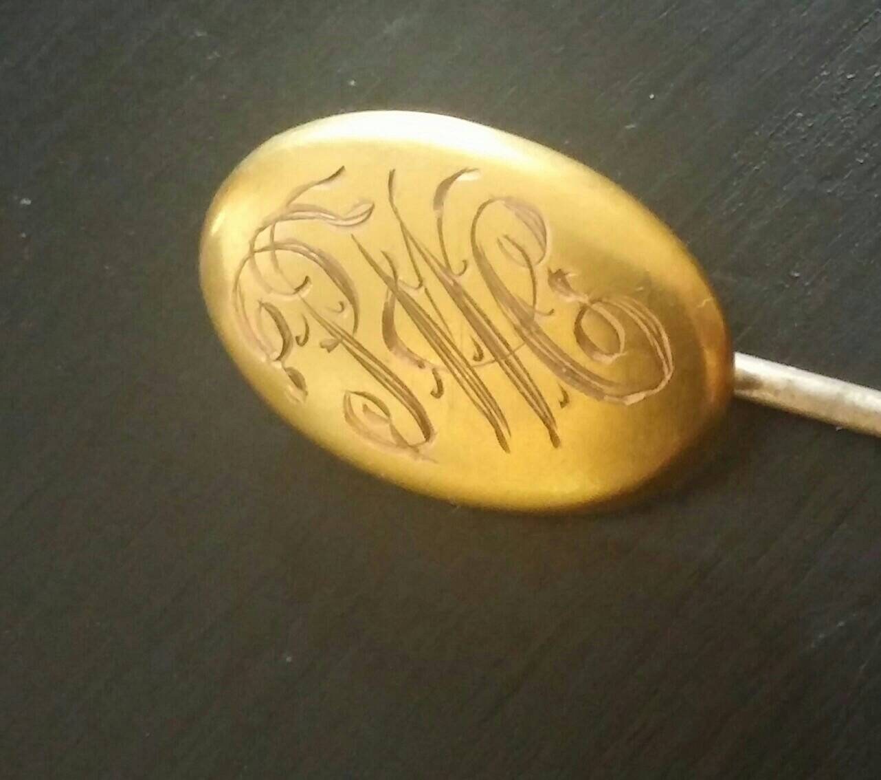 Art Deco Gold Filled Monogram Pin Antique Delicate Detailed Unique ...