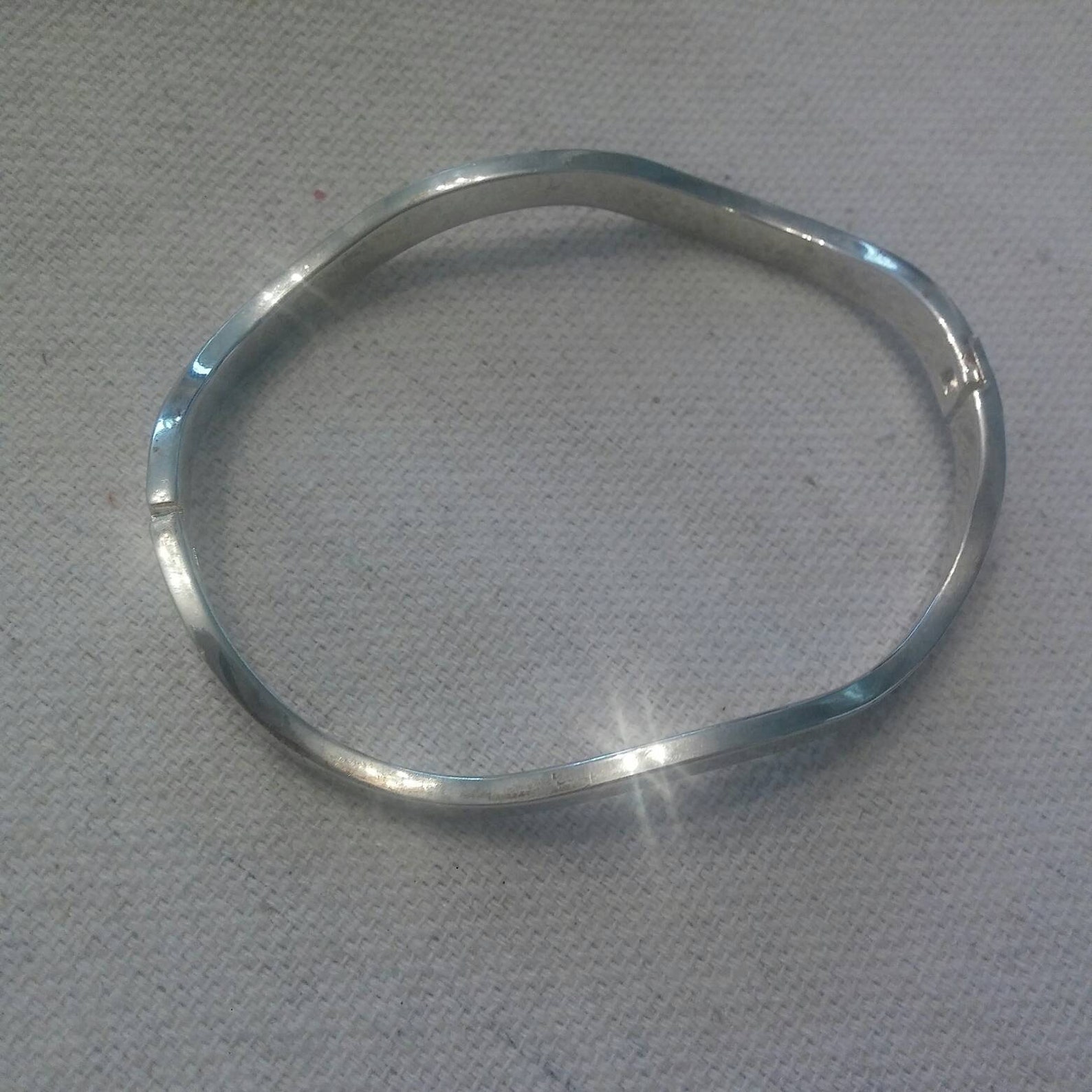 Sterling Silver Hinged Bracelet Modernist Wave Curved Swirled - Etsy