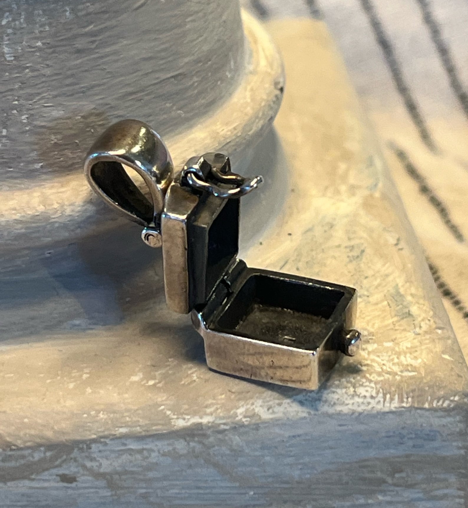 Sterling Silver Rare Square Locket With Detailed Secure Latch and Solid ...