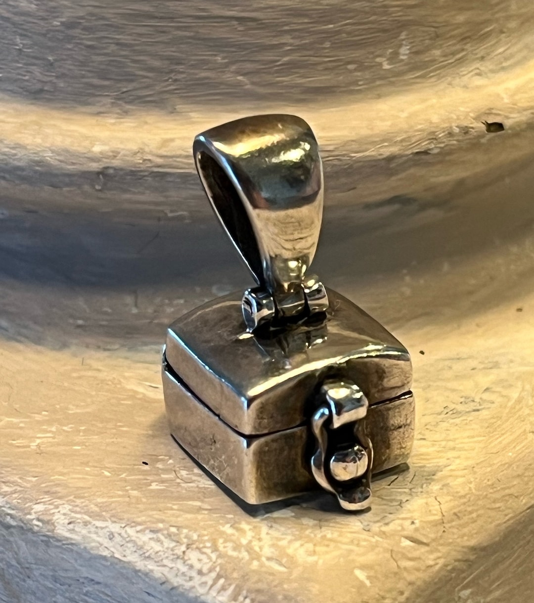 Sterling Silver Rare Square Locket With Detailed Secure Latch and Solid ...