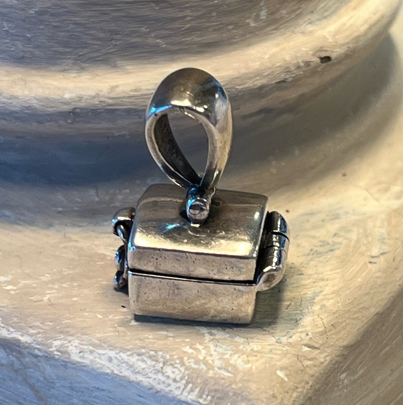 Sterling Silver Rare Square Locket With Detailed Secure Latch and Solid ...