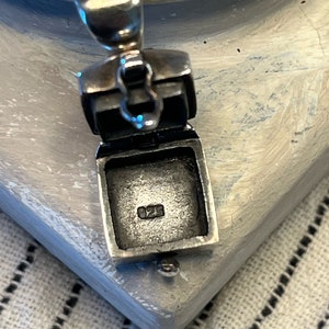 Sterling Silver Rare Square Locket With Detailed Secure Latch and Solid ...