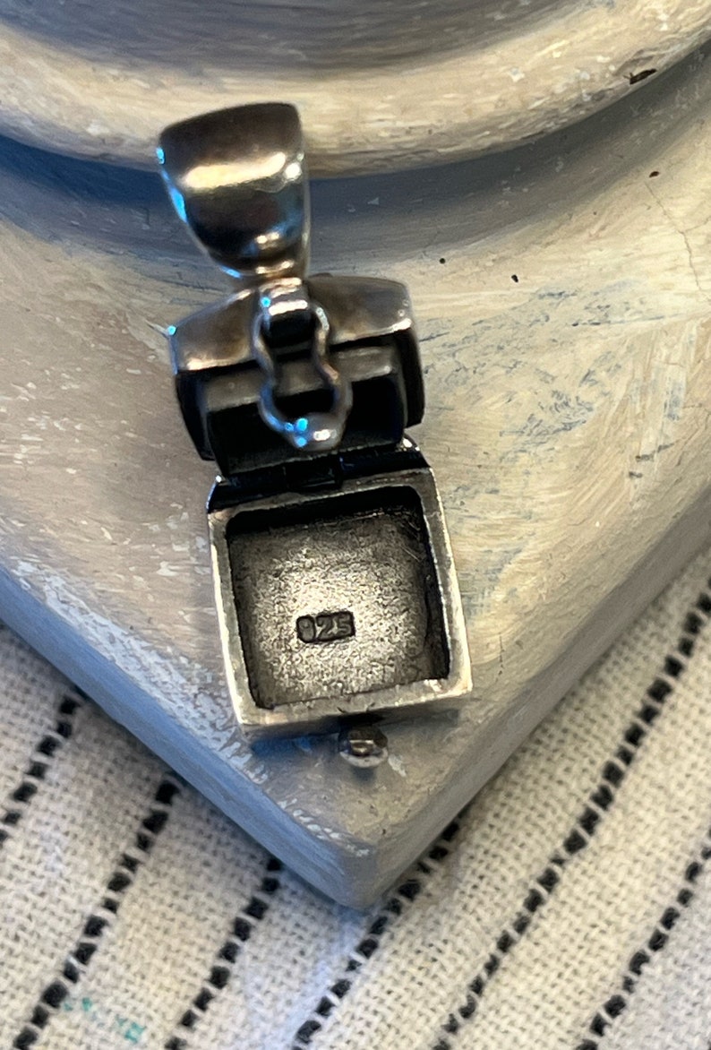 Sterling Silver Rare Square Locket With Detailed Secure Latch and Solid ...