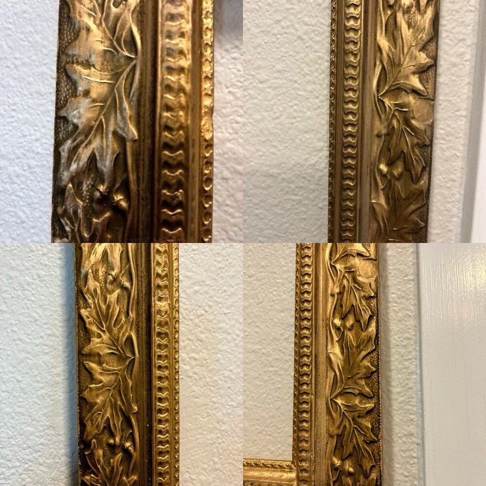 Rare Authentic Antique Oak Acorn Leaf Large Gold Wood Picture Frame Old ...