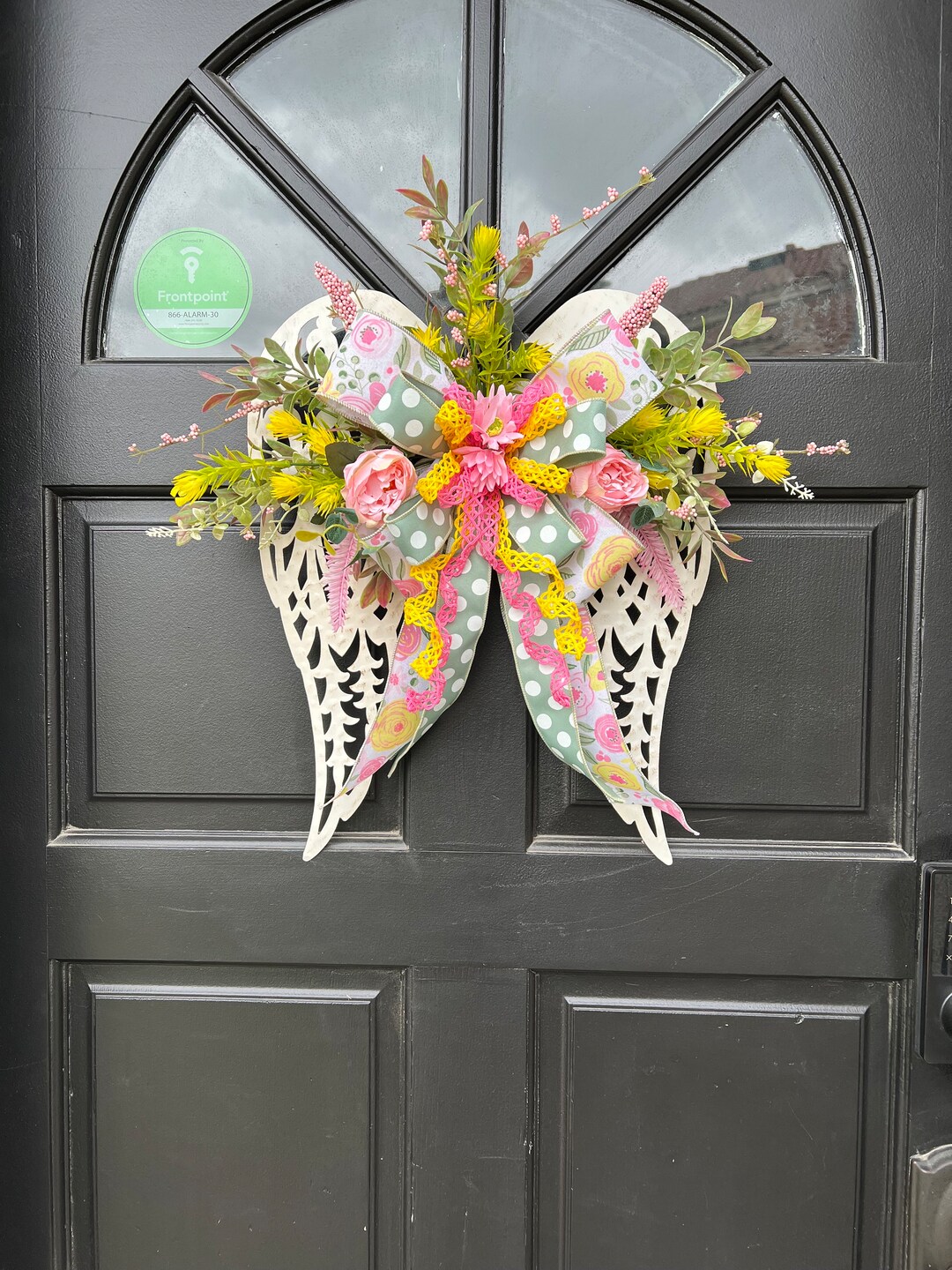 Ready to Ship Pink and Green Angel Wings for Your Front Door, Entrée ...