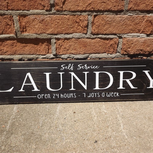 Laundry Room Decor Sign Self Service Laundry Sign Rustic - Etsy