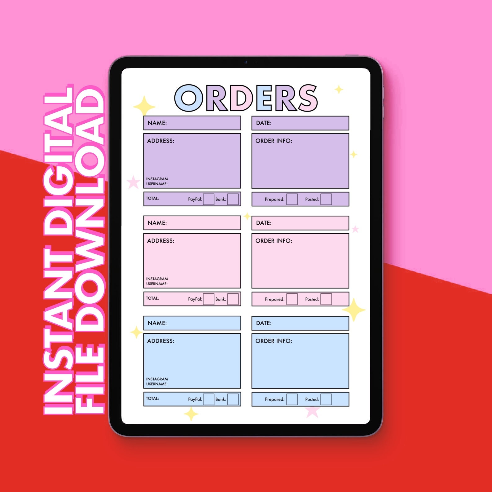 Digital Order Sheet - Printable Order Book - Order Book - Digital Order ...