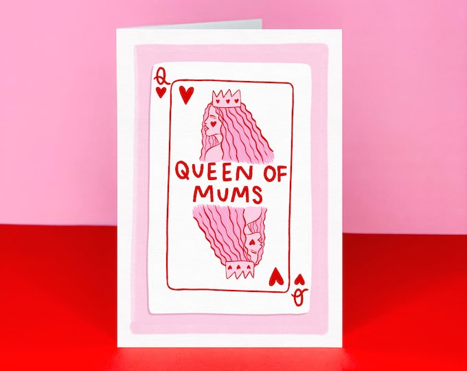 Queen of Mums Birthday Card Playing Cards Style Card Mum Card Birthday ...