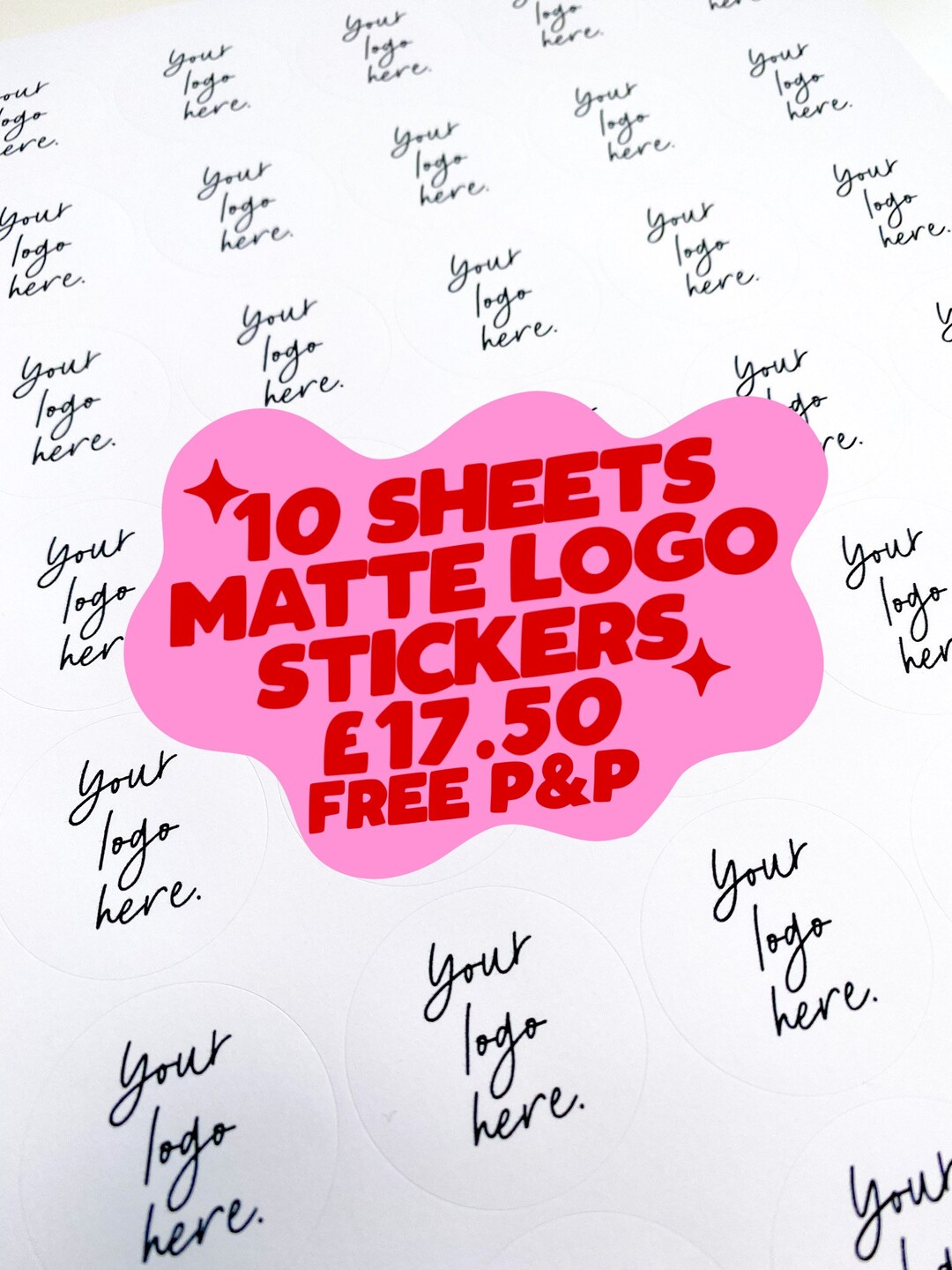 Personalised Matte Logo Stickers 37mm Stickers 35 Stickers per Sheet ...