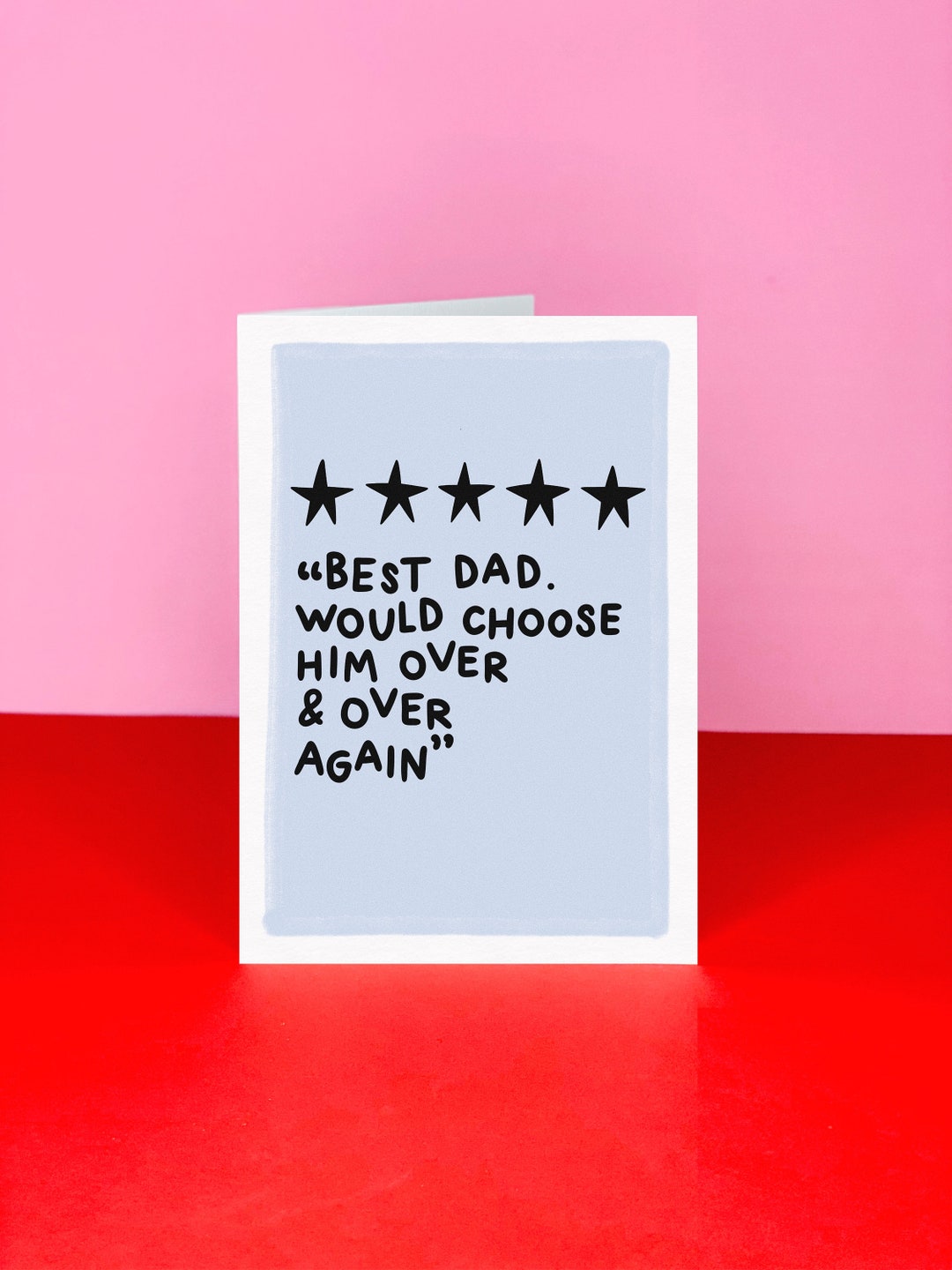 5* Dad Father's Day Card - Funny Five Star Review Dad Card - Card for ...