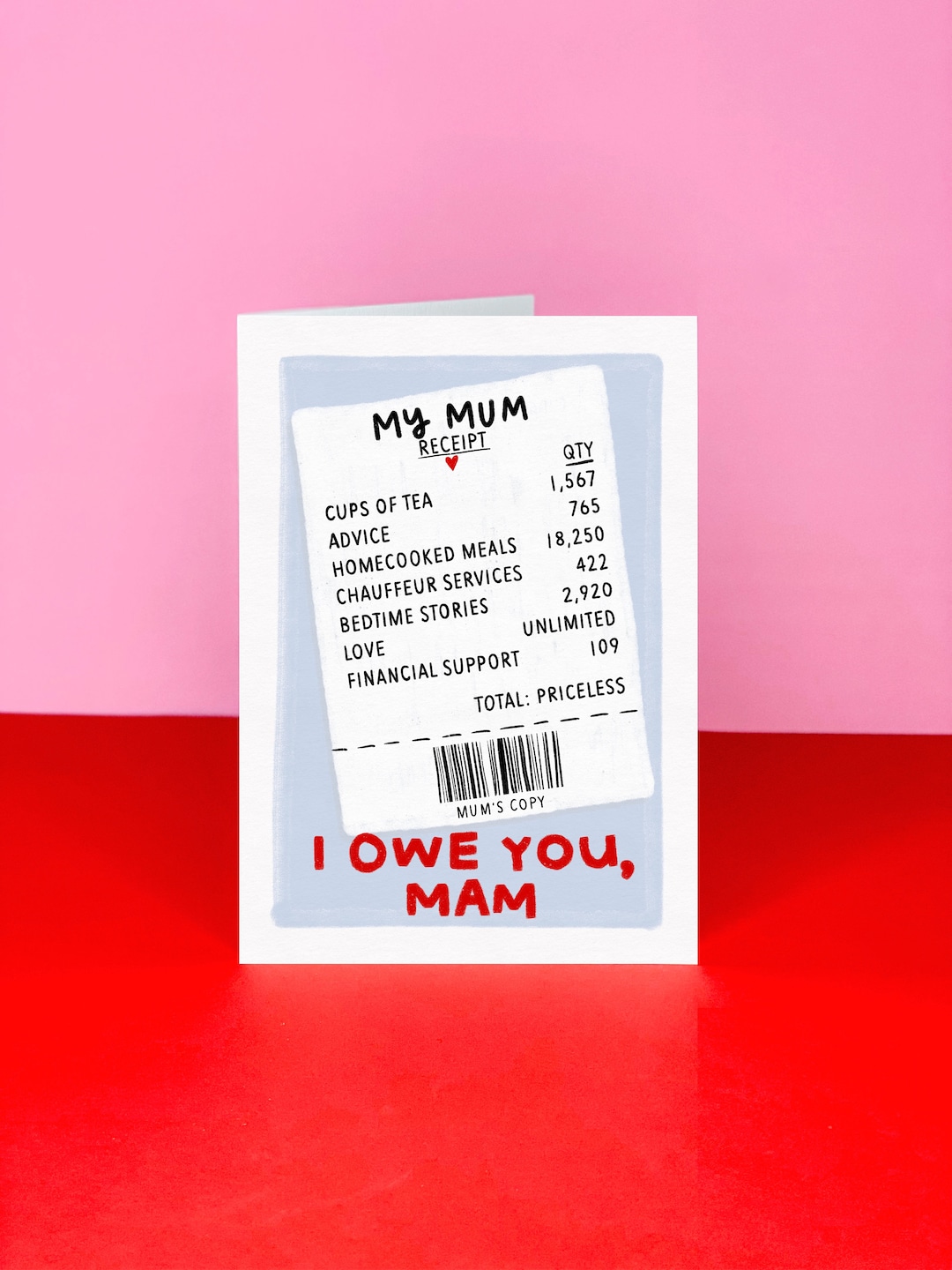 Priceless Mam Mother's Day Card - Receipt Themed Mum Card - Card for ...