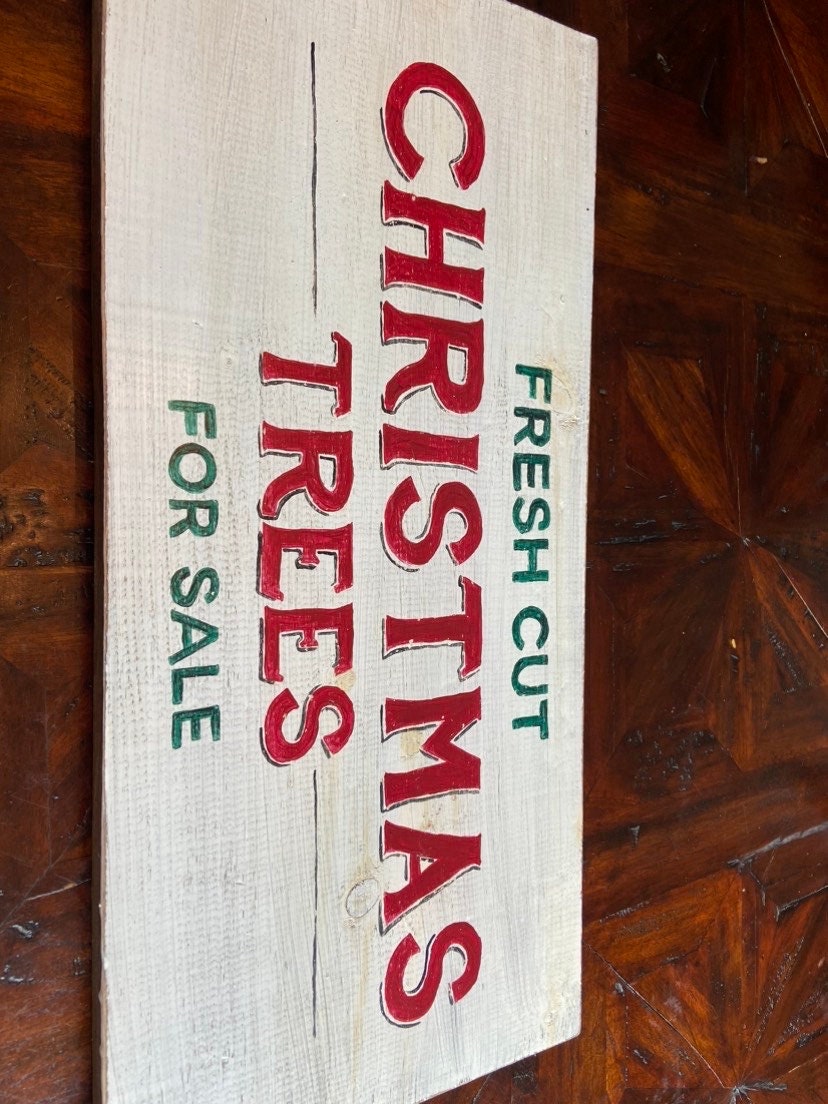 Christmas Tree Sign Handpainted 11.25x24.5 - Etsy