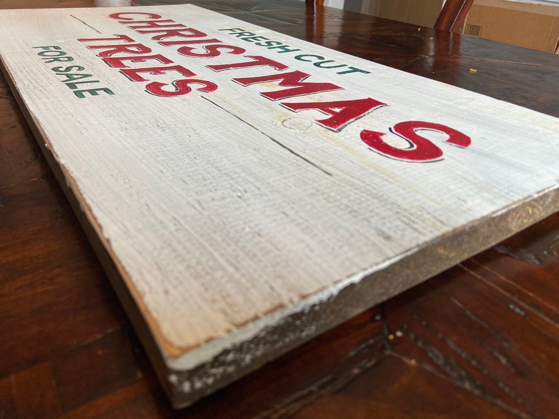 Christmas Tree Sign Handpainted 11.25x24.5 - Etsy