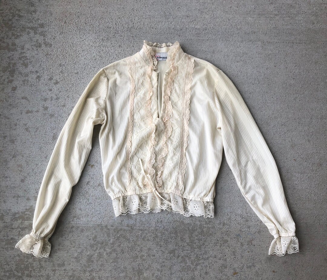 Stunning Vintage 70s Prairie Style Blouse Dainty Frilly Lace - Etsy