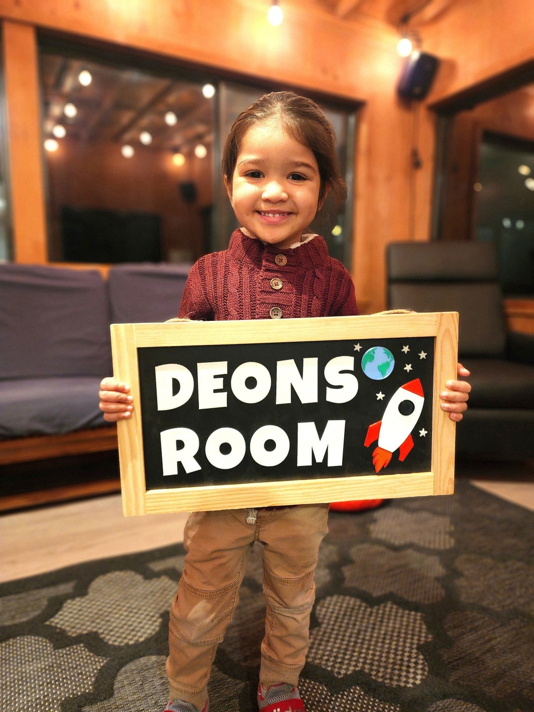 Boys Name Sign Girls Name Sign Rocket Space and Stars Bedroom Sign ...