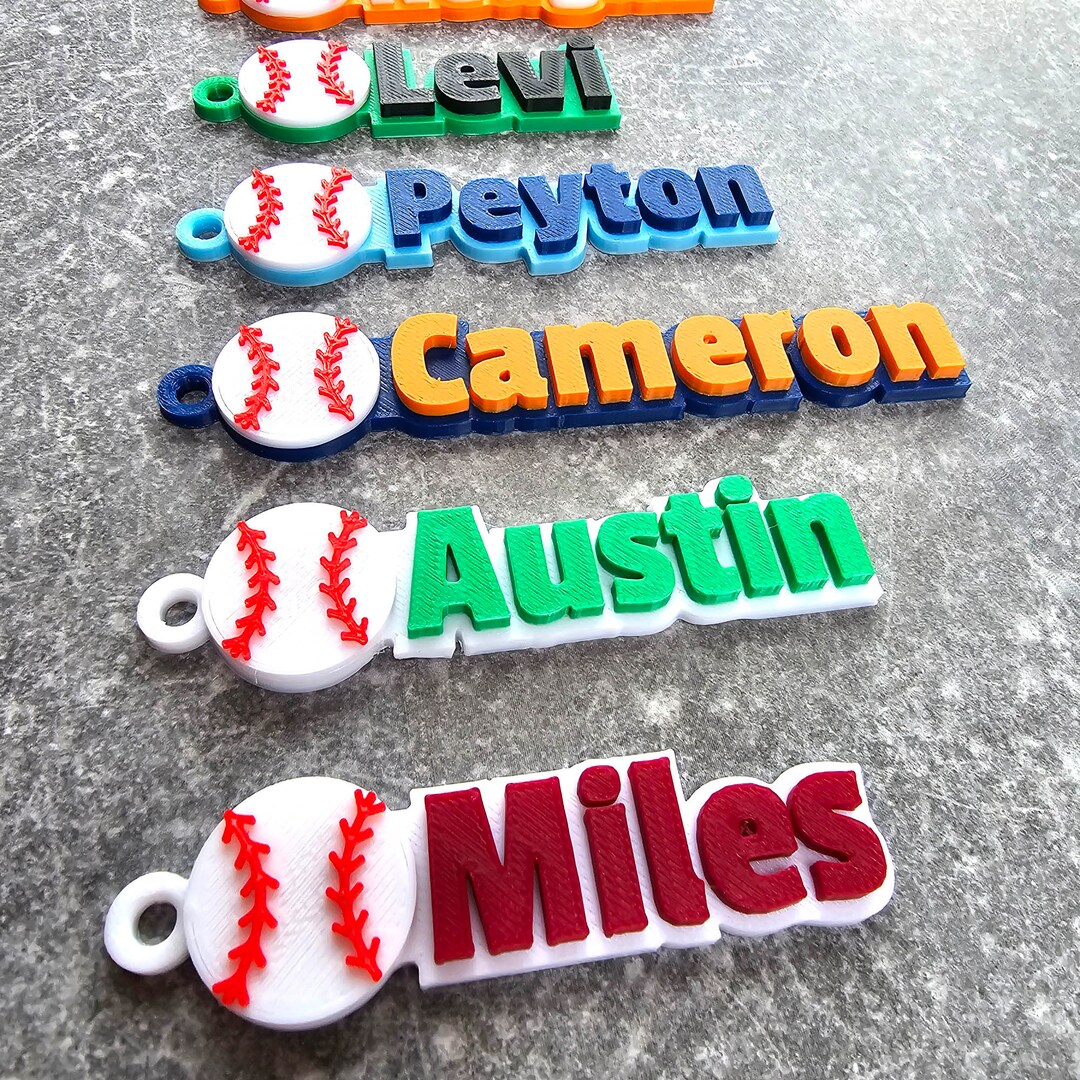 Personalized Baseball Name Tag, Baseball Keyring, Custom Name Tag ...