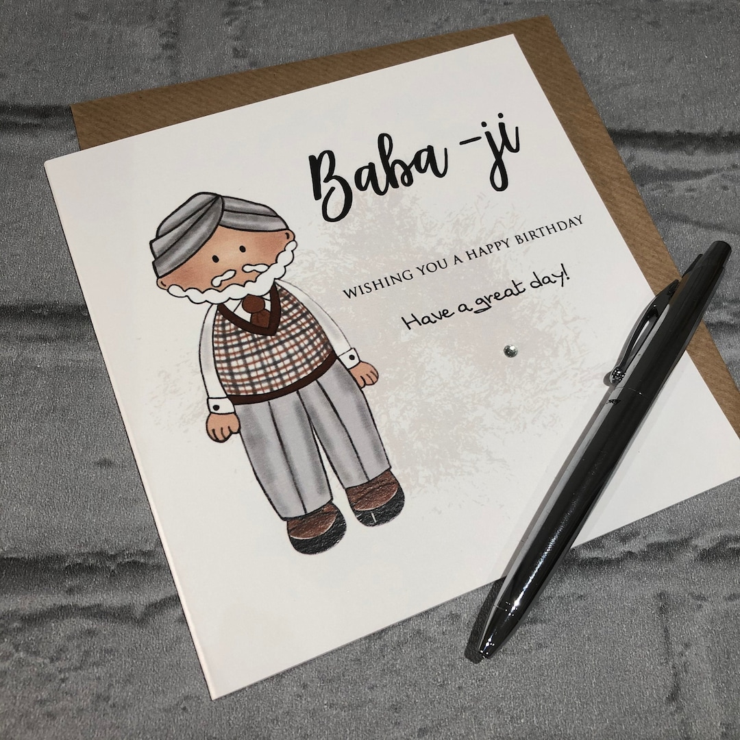 Indian Baba Ji Birthday Card, Desi Grandad, Nanaji, Dadaji, Sikh ...