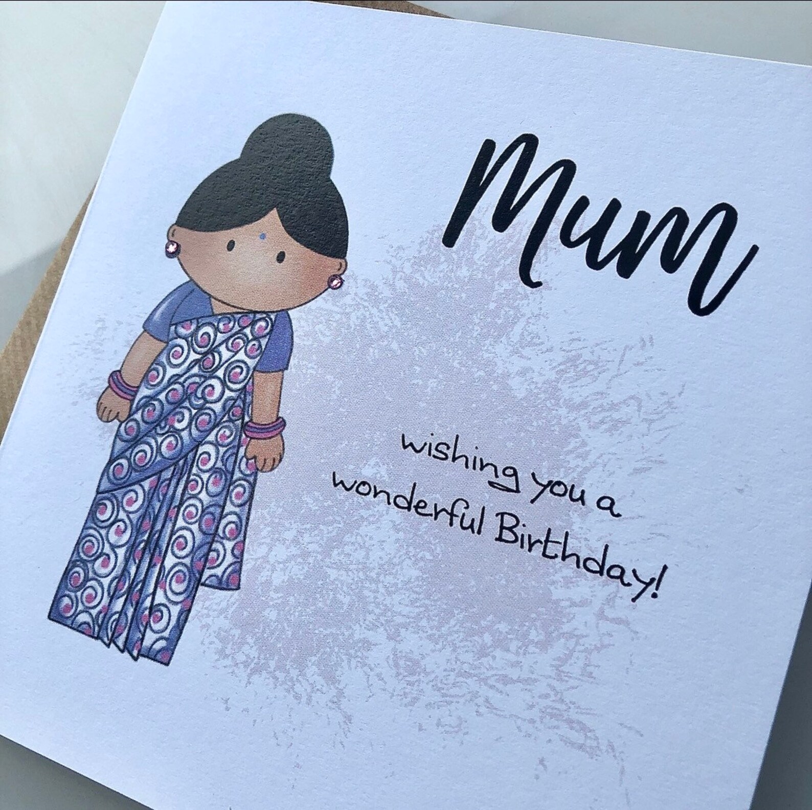 Desi Mum Birthday Card Indian Mum in Sari Hindu Mum Birthday | Etsy