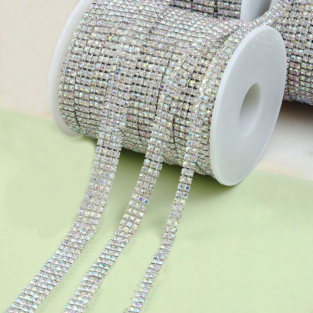 AB Clear Rhinestone Trim - Crystal Trim - Rhinestone Chain - Silver ...