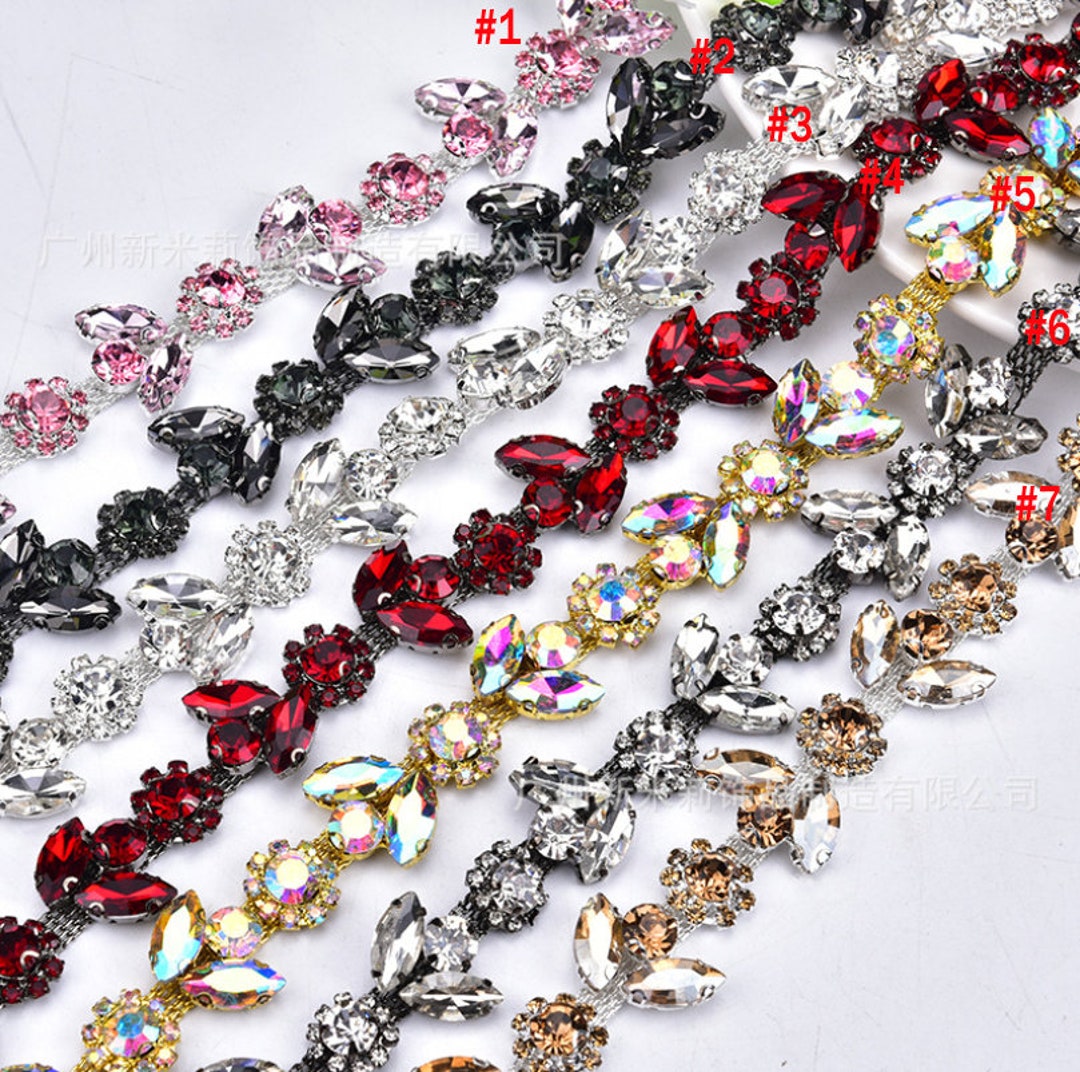 Big Rhinestone Trim - Crystal Trim - Rhinestone Chain - Silver Plated ...