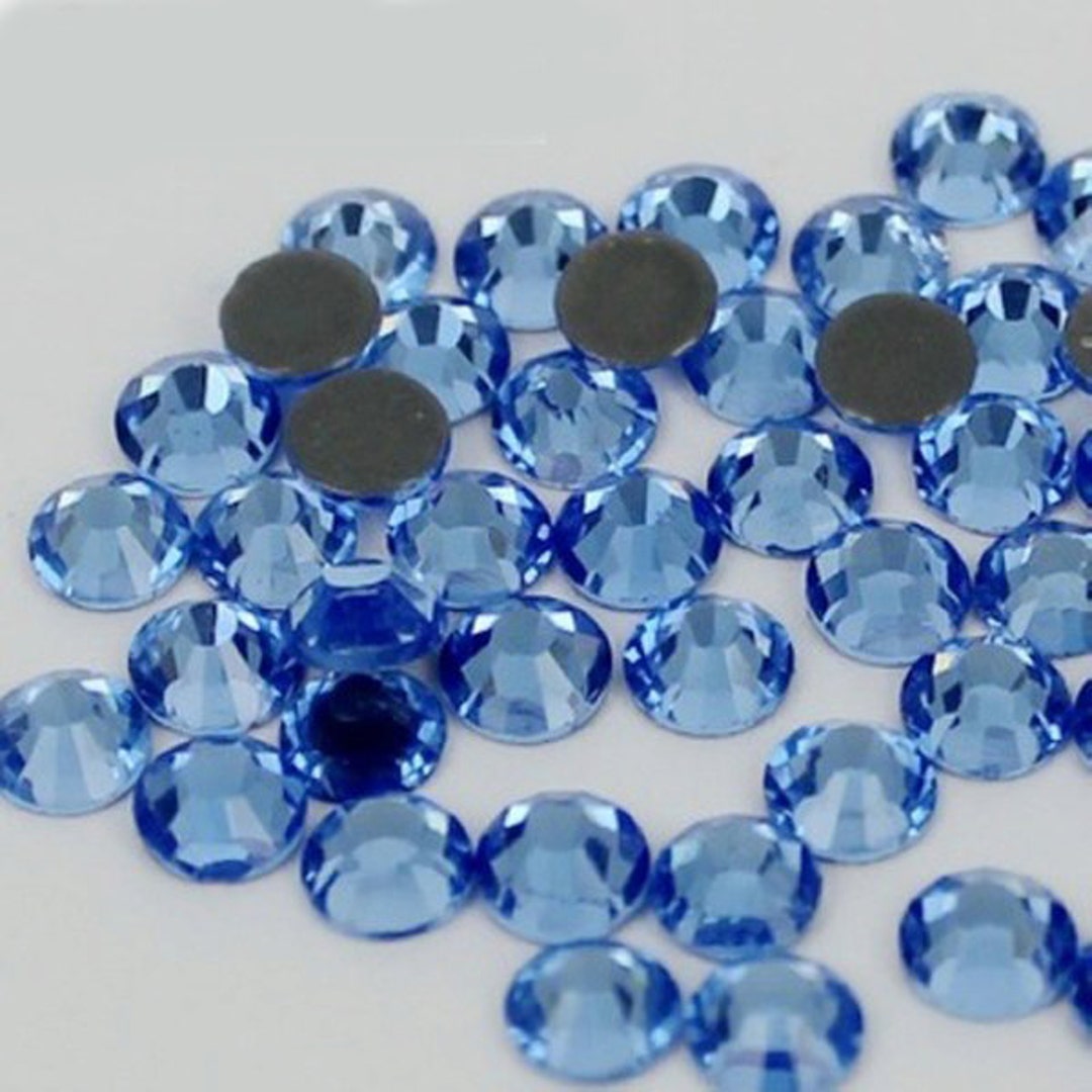 Light Blue -- Hotfix Iron on Rhinestones Glass Rhinestone Flatback ...